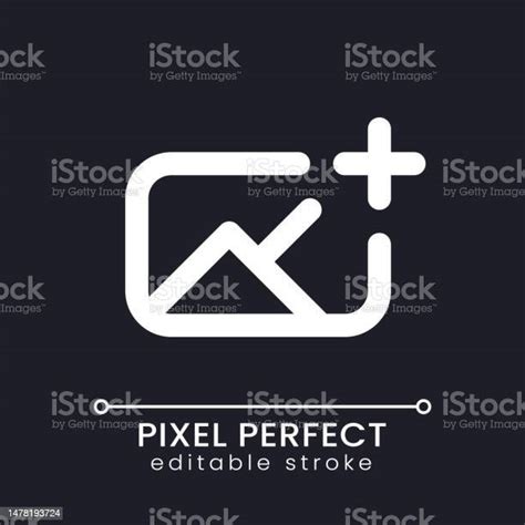 어두운 테마에 대한 이미지 픽셀 완벽한 흰색 선형 Ui 아이콘 추가 개념에 대한 스톡 벡터 아트 및 기타 이미지 개념 검은색 그래픽 사용자 인터페이스 Istock