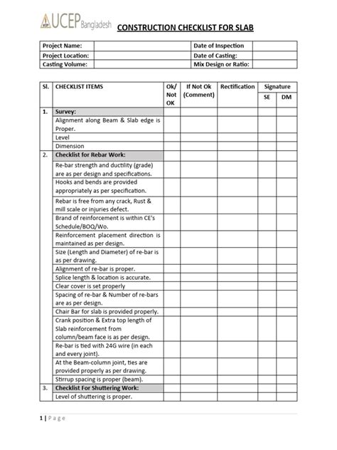 final checklist slab pdf engineering concrete