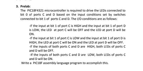 Solved Prelab The Pic18f4321 Microcontroller Is Required To