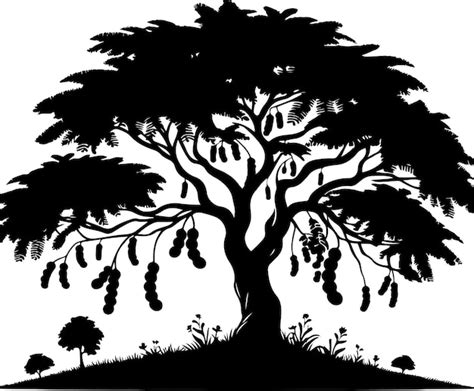 Premium Vector Tamarind Tree Vector Black Color Silhouette
