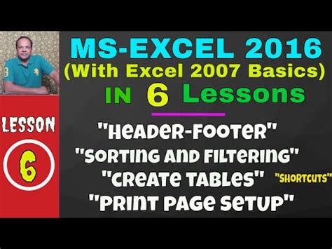 Learn MS Excel 2016 Tutorial || Data Filter Print Page setup Header and Footer Tables - Mind Luster