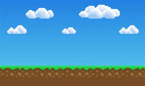 Premium Vector Pixel Art Game Background Grass Sky And Clouds Pixel Art Games Pixel Art