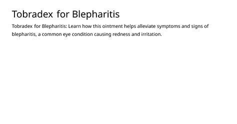 Tobradex For Blepharitis Meds Is