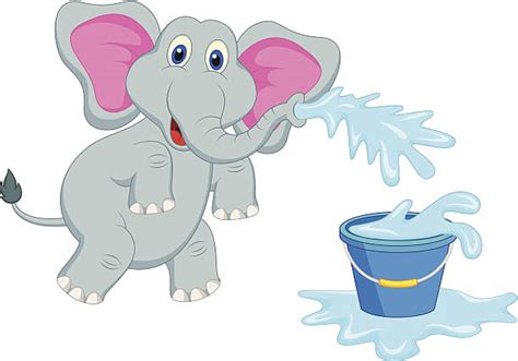 Elephants Drinking Water Illustrations Royalty Free Vector Graphics