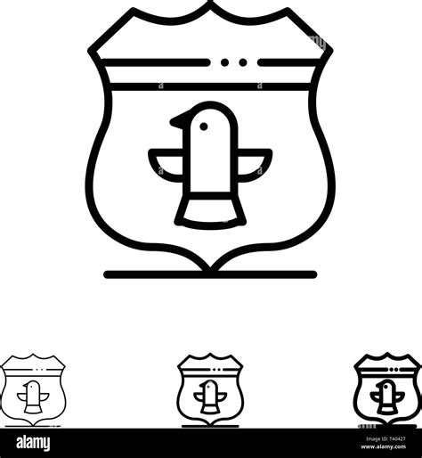 Shield Usa American Security Bold And Thin Black Line Icon Set Stock Vector Image And Art Alamy