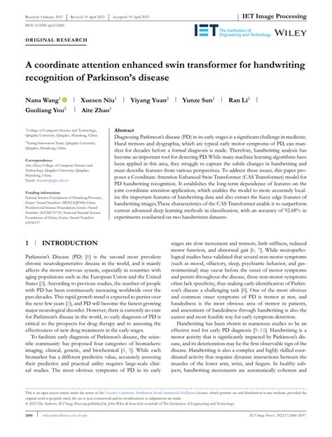 Pdf A Coordinate Attention Enhanced Swin Transformer For Handwriting