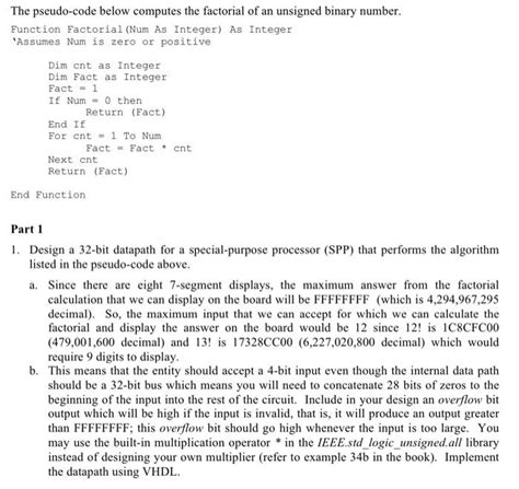 Solved The Pseudo Code Below Computes The Factorial Of An