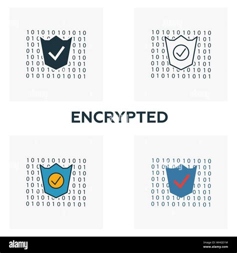 Encrypted Icon Set Four Elements In Diferent Styles From Crypto Currency Icons Collection
