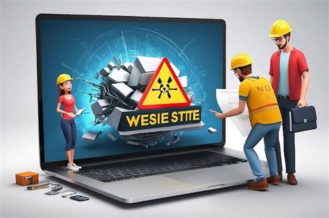3d Website Testing Warning Error People Examining Operating System Crash On Web Page Premium