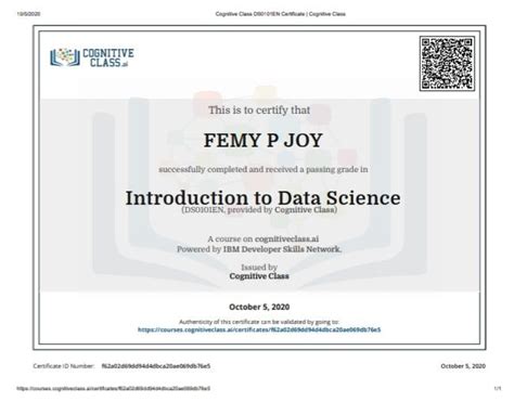 Datascience Cognitiveclass Certification Femy Joy