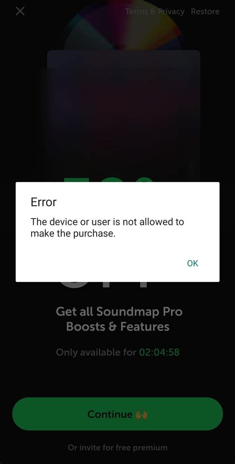 The Device Or User Is Not Allowed To Make The Purchase Rsoundmap