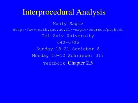 Ppt Interprocedural Analysis Powerpoint Presentation Free Download Id5093154