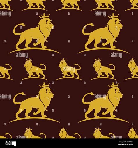 Lion Seamless Pattern Simple Lion Background Vector Stock Vector Image