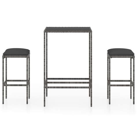 Vidaxl Garden Bar Set With Cushions 3579 Piece Poly Rattan Multi
