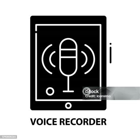 음성 레코더 아이콘 편집 가능한 스트로크가 있는 블랙 벡터 사인 컨셉 일러스트레이션 개념에 대한 스톡 벡터 아트 및 기타 이미지