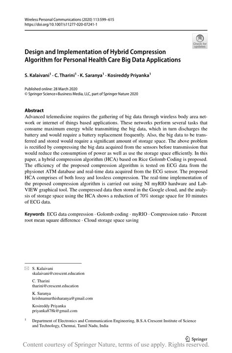 Design And Implementation Of Hybrid Compression Algorithm For Personal