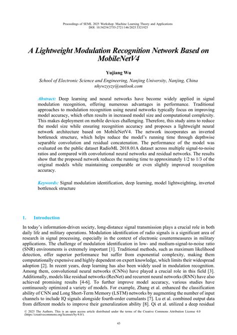 Pdf A Lightweight Modulation Recognition Network Based On Mobilenetv4