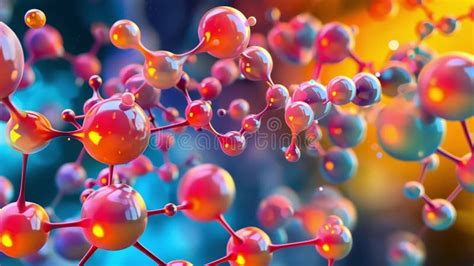 Colorful Molecular Structure Connecting Spheres In Abstract Scientific
