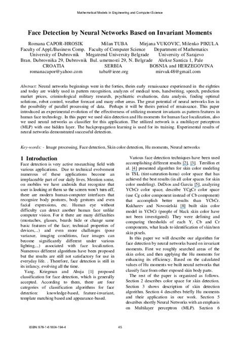 Pdf Face Detection By Neural Networks Based On Invariant Moments