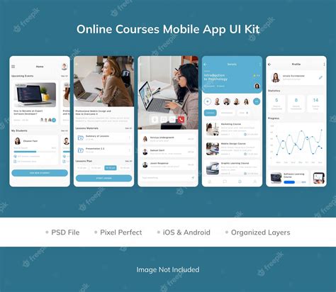 Premium Psd Online Courses Mobile App Ui Kit