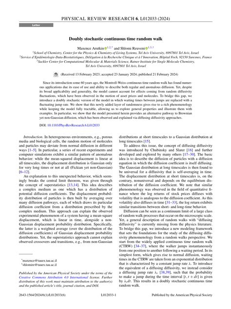 Pdf Doubly Stochastic Continuous Time Random Walk