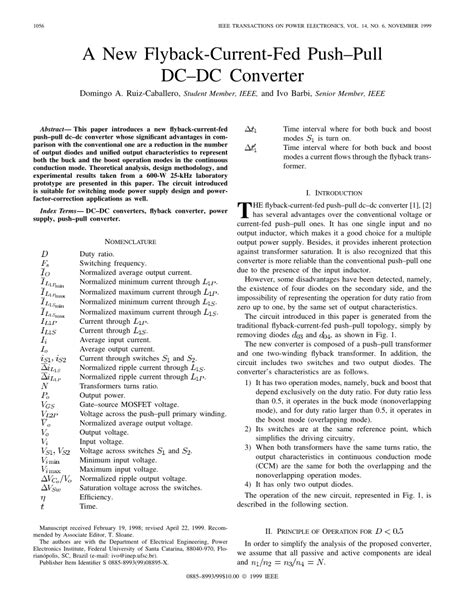 PDF A New Flyback Current Fed Push Pull DC DC Converter