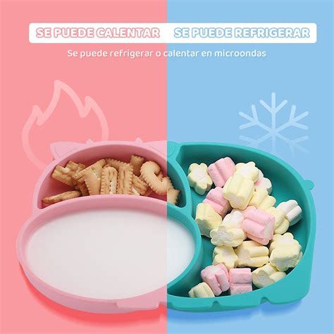 Комплект за хранене на бебета Силиконов 1 чиния с отделения Лъжица и