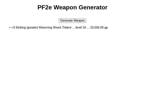 Pf2e Weapon Generator