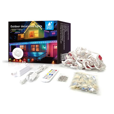 Smart Bluetooth RGBIC Permanent Outdoor Eave Lights LED String Kit 15m 30 Lights