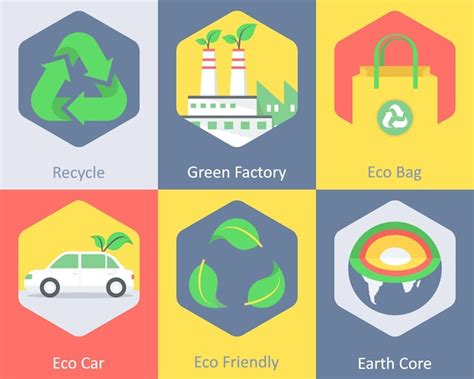Premium Vector A Set Of 6 Ecology Icons As Recycle Green Factory Eco Bag