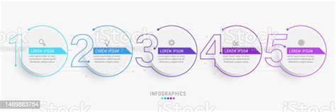 아이콘과 5가지 옵션 또는 단계가 있는 벡터 인포그래픽 레이블 디자인 템플릿입니다 프로세스 다이어그램 프레젠테이션 워크플로 레이