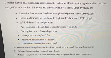 solved consider the two phase signalized intersection shown