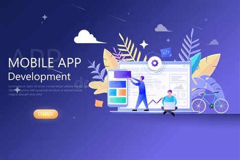 Mobile App Development Modern Flat Design For Web Template Developers