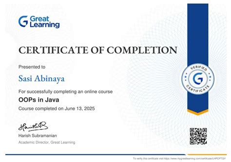 hi all i have successfully completed the course oops in java offered
