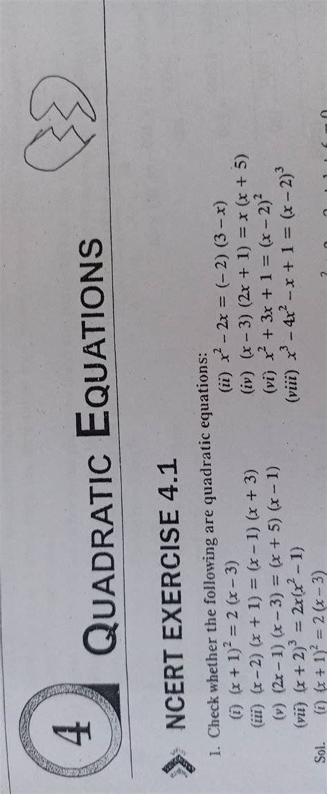 QUADRATIC EQUATIONSNCERT EXERCISE Check Whether The Following Are