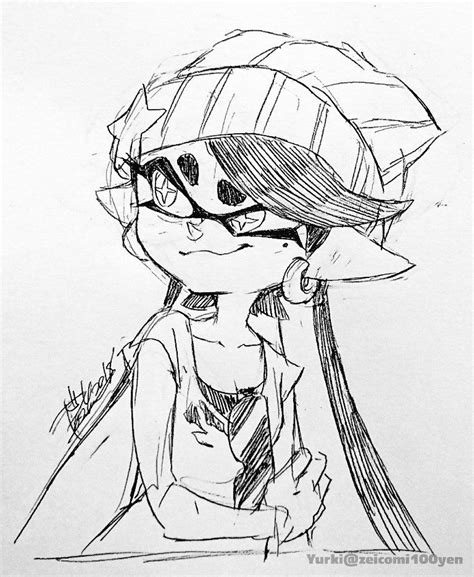 Safebooru 1girl Aori Splatoon Arm At Side Arm Grab Artist Name Beanie Black Hair