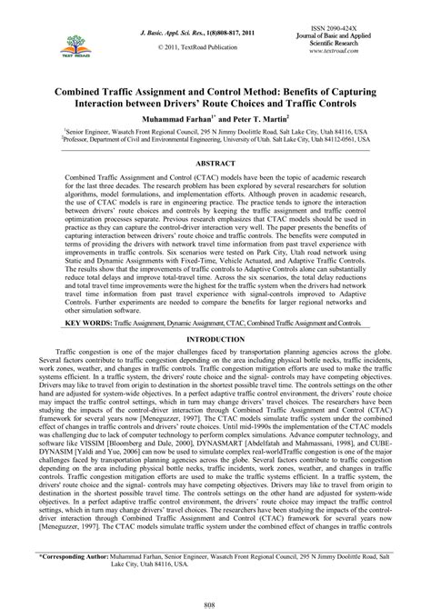 Pdf Combined Traffic Assignment And Control Method Benefits Of