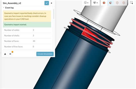 meshing error in threaded assembly project support simscale cae forum