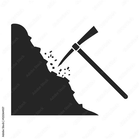 Pickaxe Icon In Black Style Isolated On White Background Mine Symbol Stock Vector Illustration
