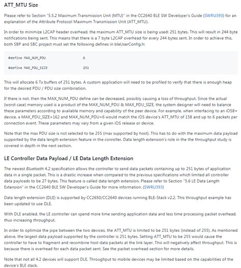 Cc2650 How To Achieve Ble Maximum Throughput Through Data Extension Bluetooth Forum