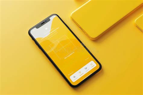 Modern Yellow User Interface Design Template Colorful Phone Screen Mockup For Application