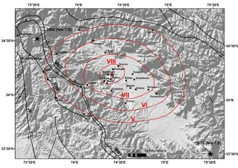 Isoseismic Map Of 1885 Earthquake In Kashmir Download Scientific Diagram