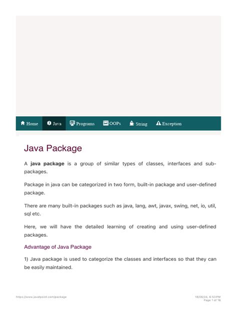 1java Package Javatpoint Pdf Java Programming Language Computer File