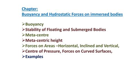 Buoyancy And Flotation Forces On Immersed Body Pptx