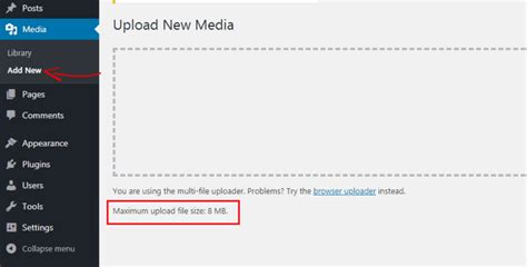 how to increase media file maximum upload size in wordpress