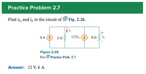 solved practice problem 2 7find vo ﻿and io ﻿in the circuit