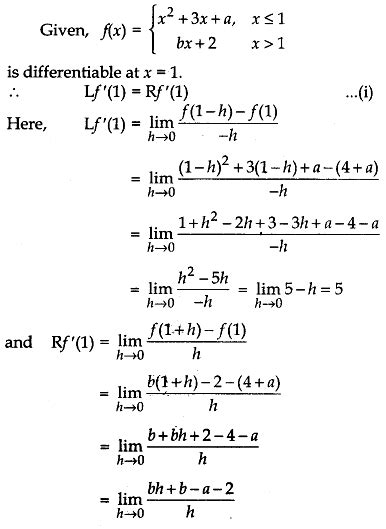 Find The Values Of A And B If The Function F X Defined By F X { X 2 3x A X≤1 Bx 2 X 1
