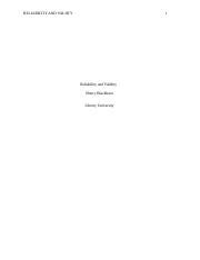 Reliability And Validity Paper Docx RELIABILTIY AND VALIITY Reliability And Validity Sherry