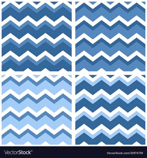 Tile Chevron Pattern Set With Sailor Blue Vector Image