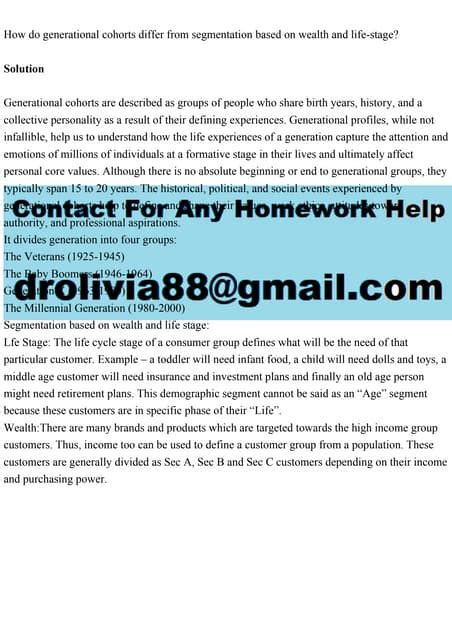 How Do Generational Cohorts Differ From Segmentation Based On Wealthpdf